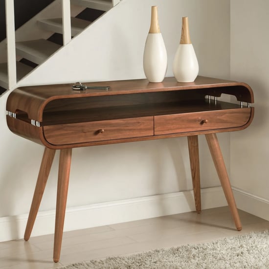 Marin Wooden Console Table In Walnut With Spindle Shape Legs ...